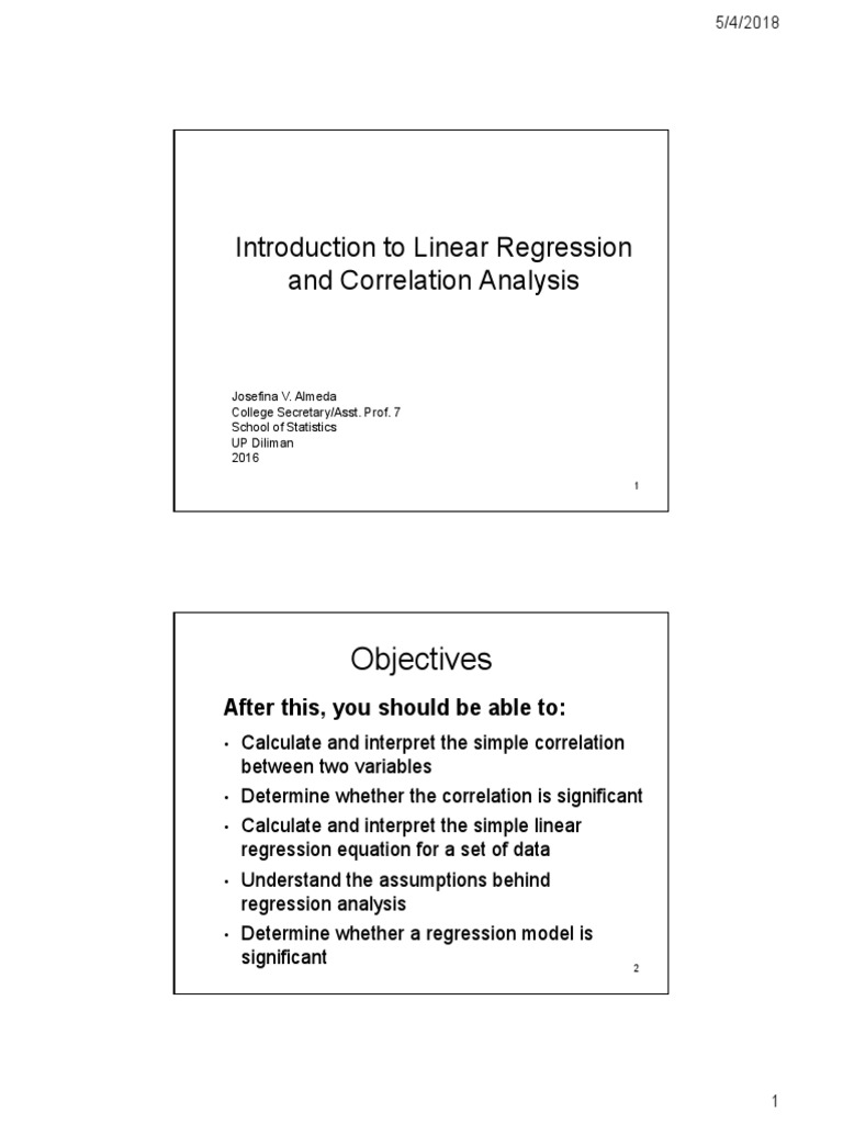 Introduction To Linear Regression and Correlation Analysis: Objectives ...