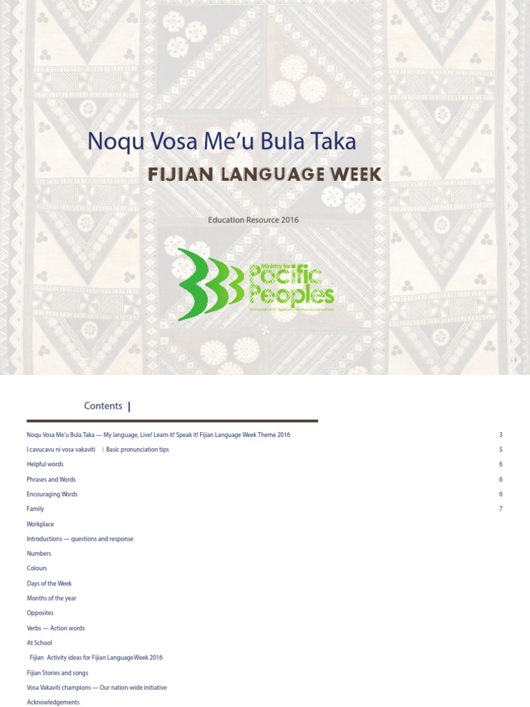 Fijian Language Week Guide | PDF | Fiji | Stress (Linguistics)