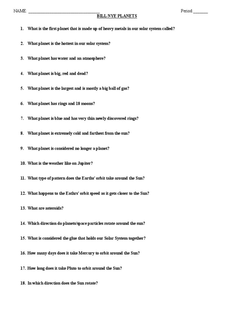 Bill Nye Planets | PDF