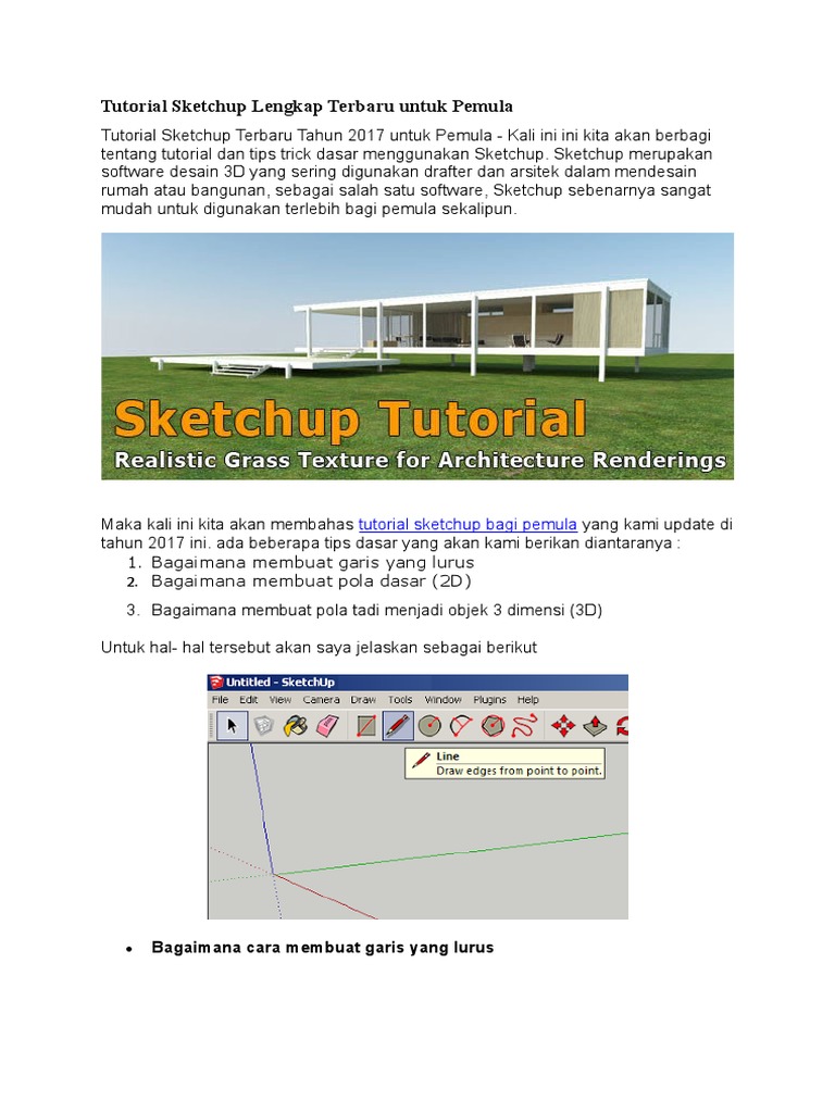 Tutorial Sketchup Lengkap Terbaru Untuk Pemula | PDF