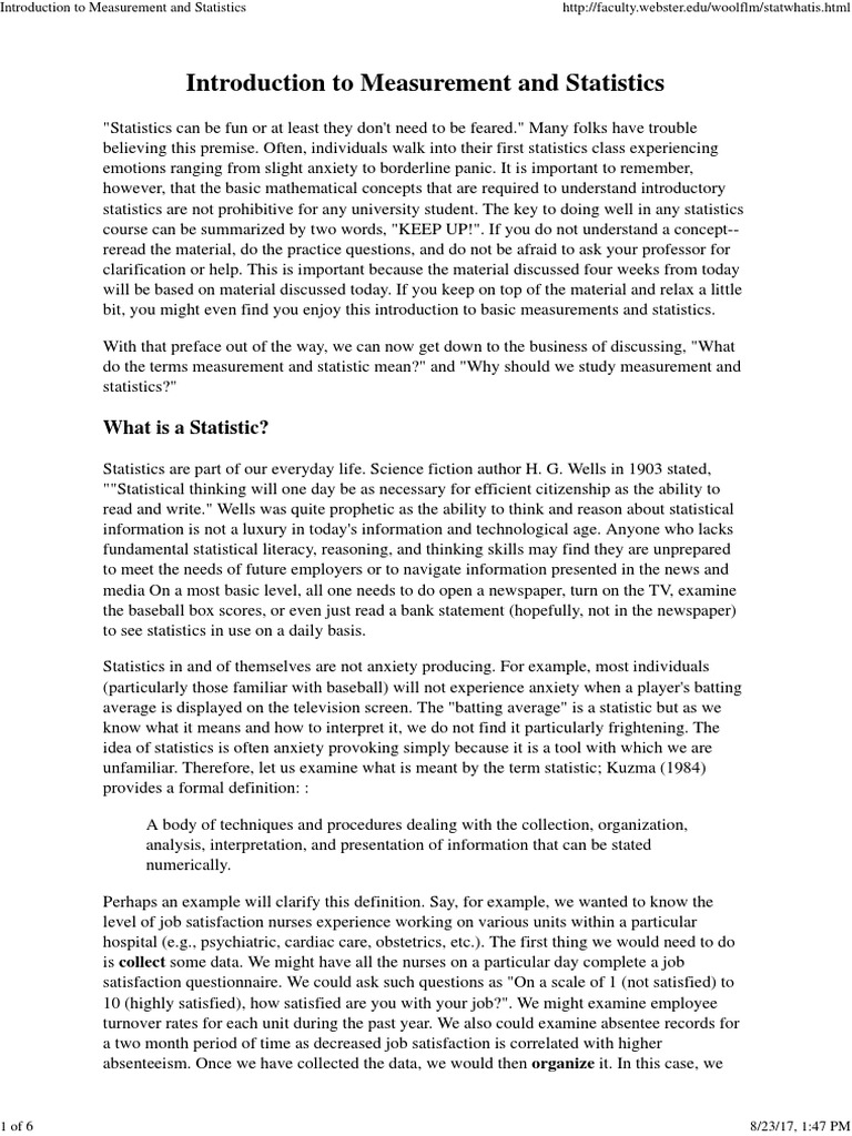 Introduction To Measurement and Statistics | PDF | Level Of Measurement ...