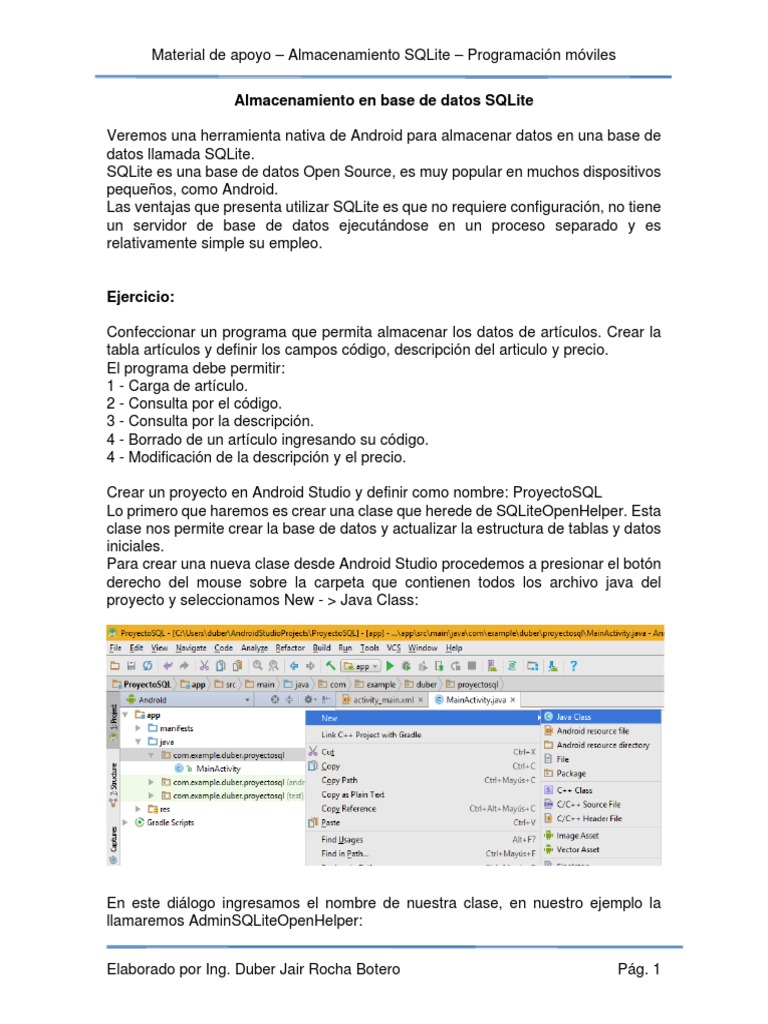 Almacenamiento SQLite | PDF | Tabla (base de datos) | Objeto (informática)