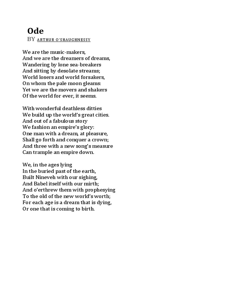 Arthur O Shaughnessy Pdf