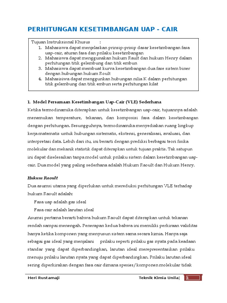 Kesetimbangan Uap Cair1 | PDF