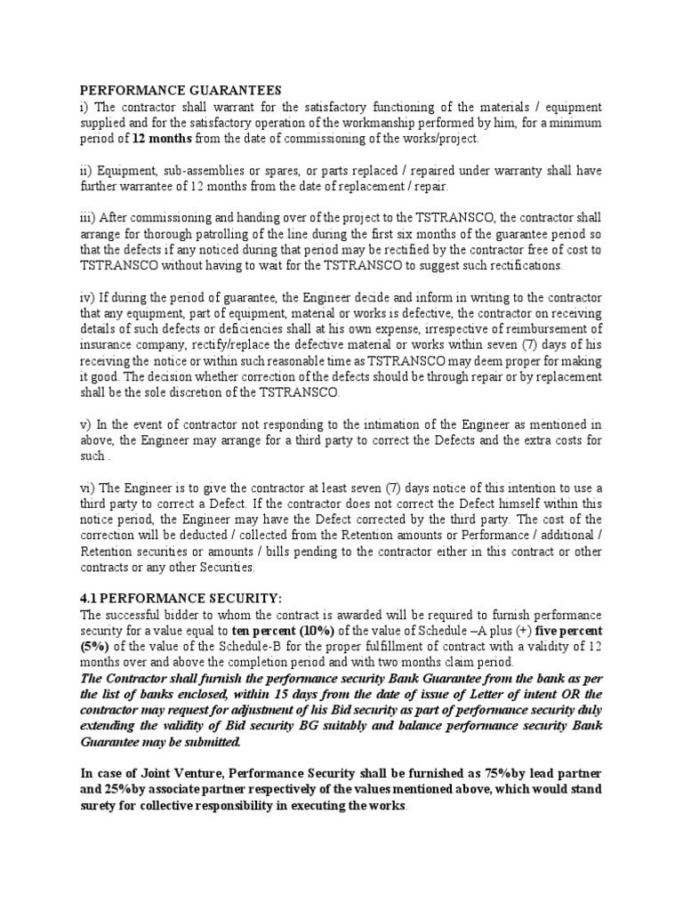 Performance Guarantee Requirements and Terms | PDF | Guarantee | Civil ...