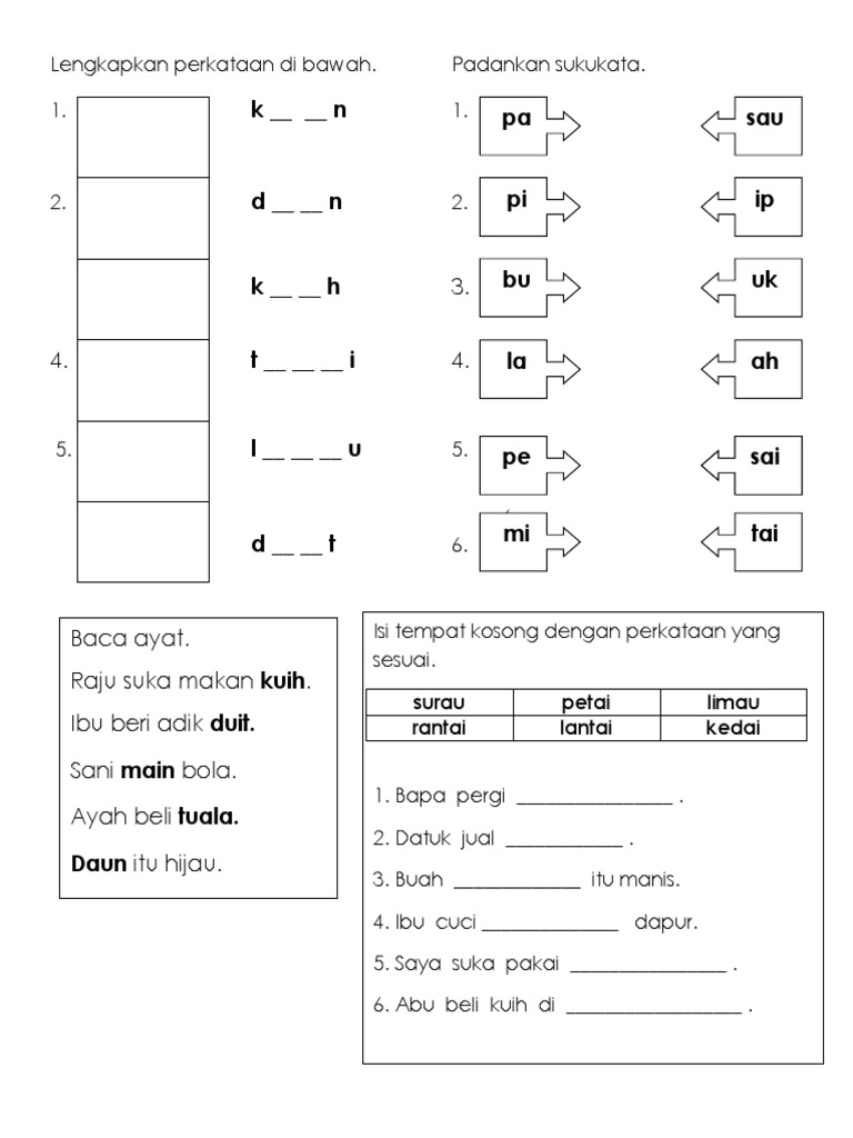Latihan Diftong Dan Vokal | PDF