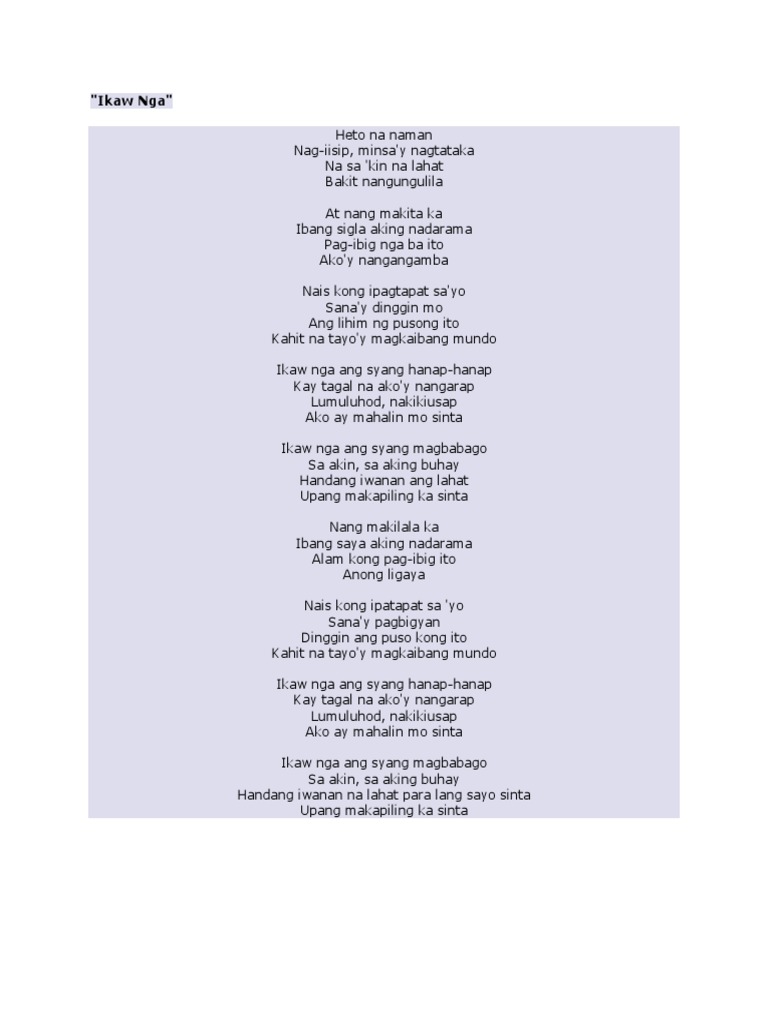 Ikaw Nga - South Border (Lyrics) | PDF