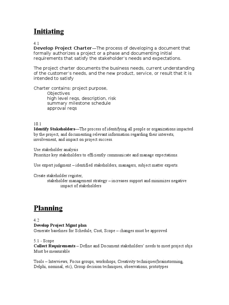 PMP Key Points | PDF | Project Management | Business