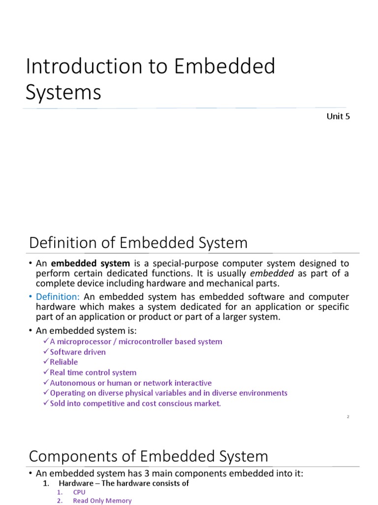Introduction to Embedded Systems Definition and Components | PDF ...