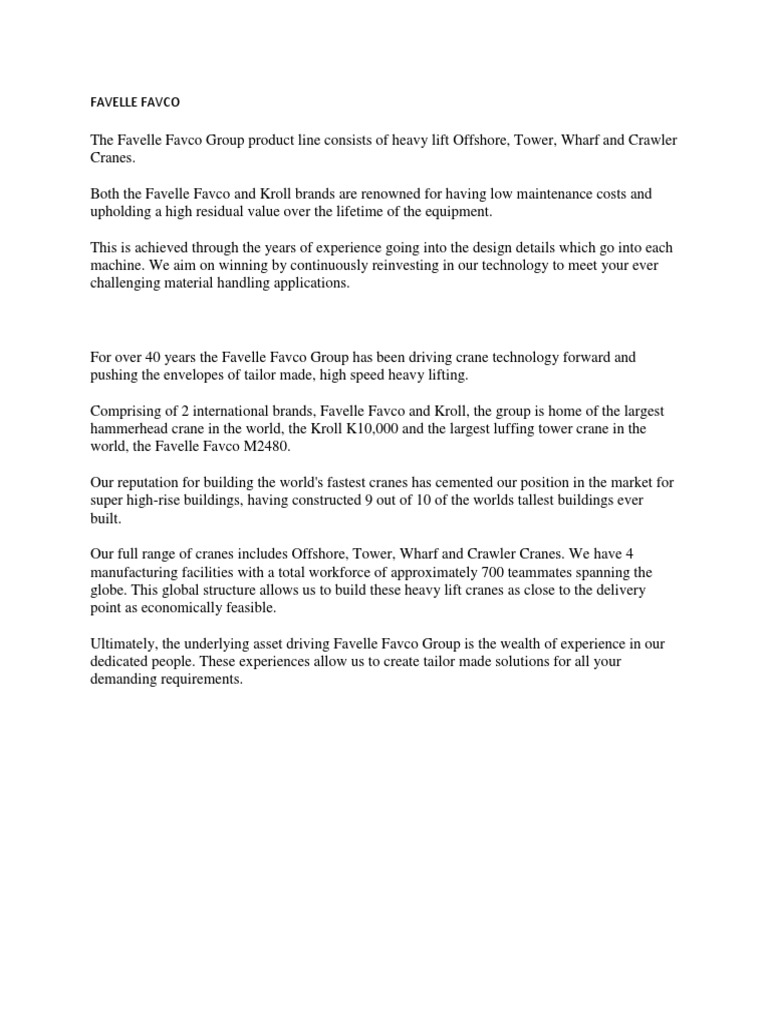 Favelle Favco | PDF | Crane (Machine) | Shipbuilding