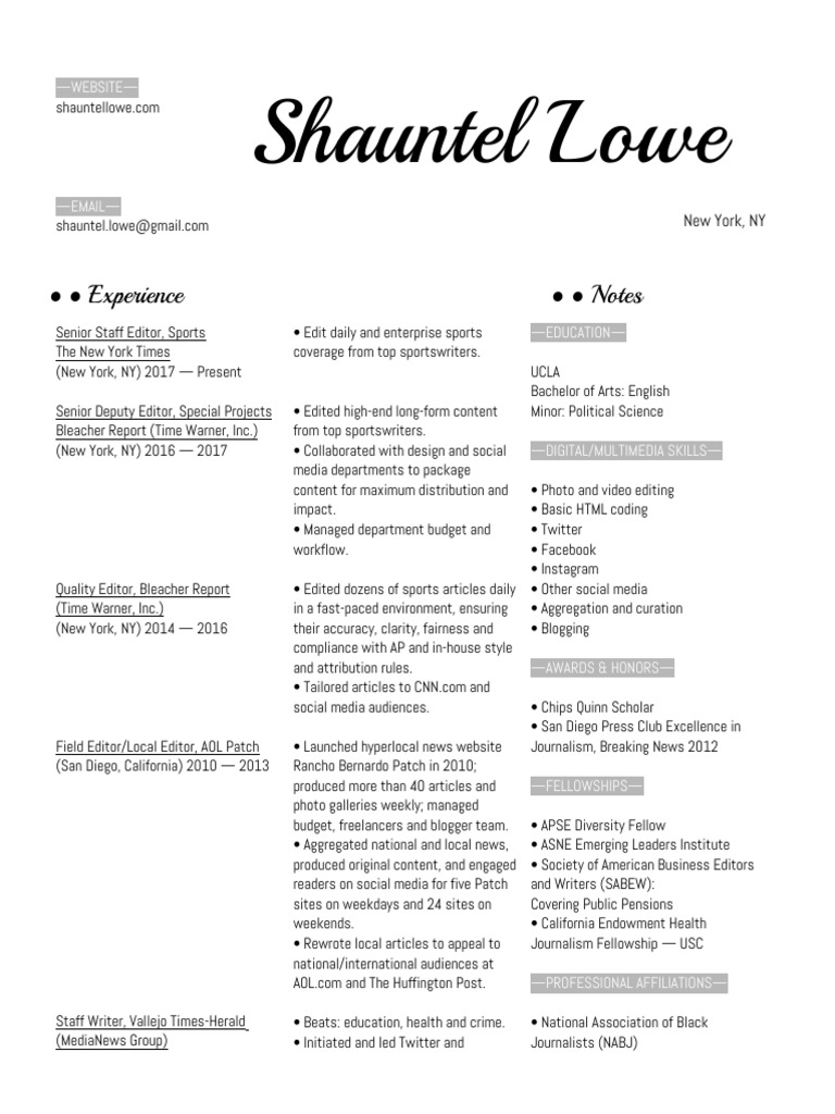 Lowe Resume 2018 | PDF | Editing | Journalism