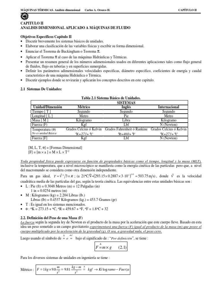 Capitulo II Análisis Dimensional de TM y MDP | PDF | Unidades de medida ...