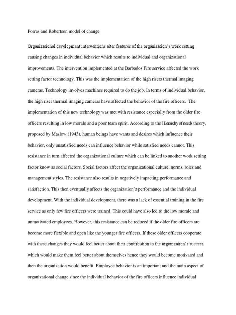 Porras and Robertson Model of Change | PDF