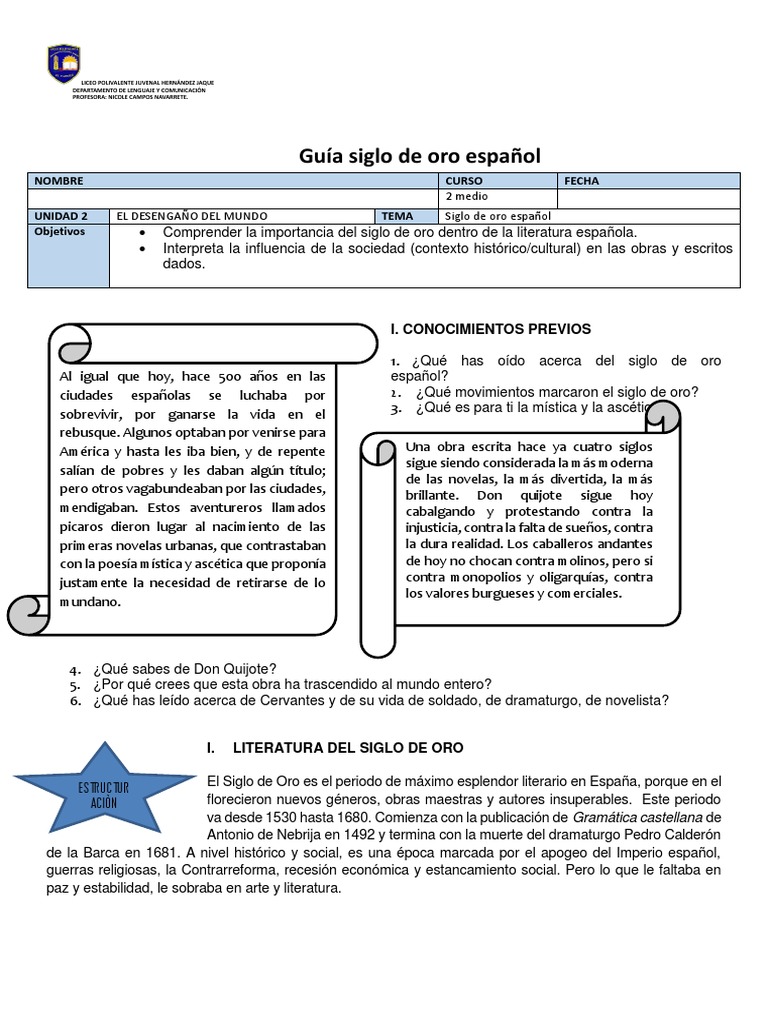 Guia Evaluación Del Siglo de Oro Completa | PDF | Renacimiento | Poesía
