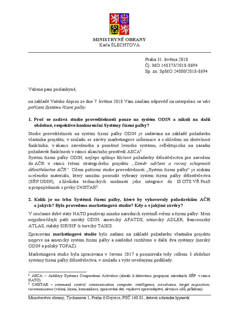 Odpoved MO - System Rizeni Palby | PDF