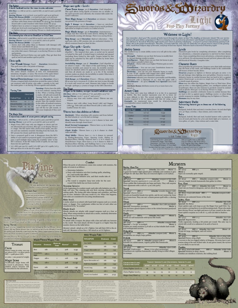 Swords and Wizardry Light Small | PDF | Gary Gygax Games | Role Playing ...