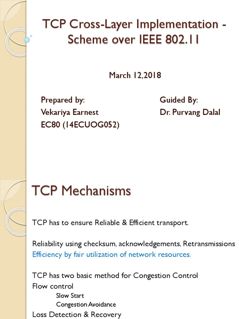 Implementation of Cross Layer Scheme For TCP Efficiency Improvement | PDF | Network Congestion ...