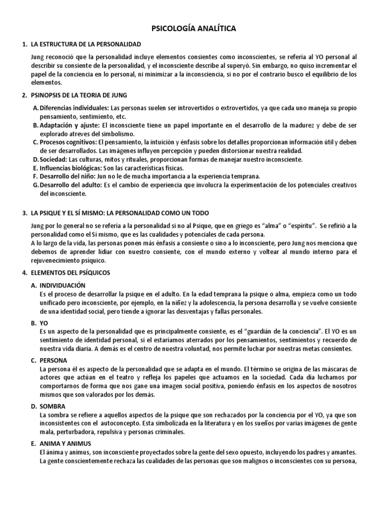 Psicología Analítica de Jung | PDF | Mente inconsciente | Carl Jung