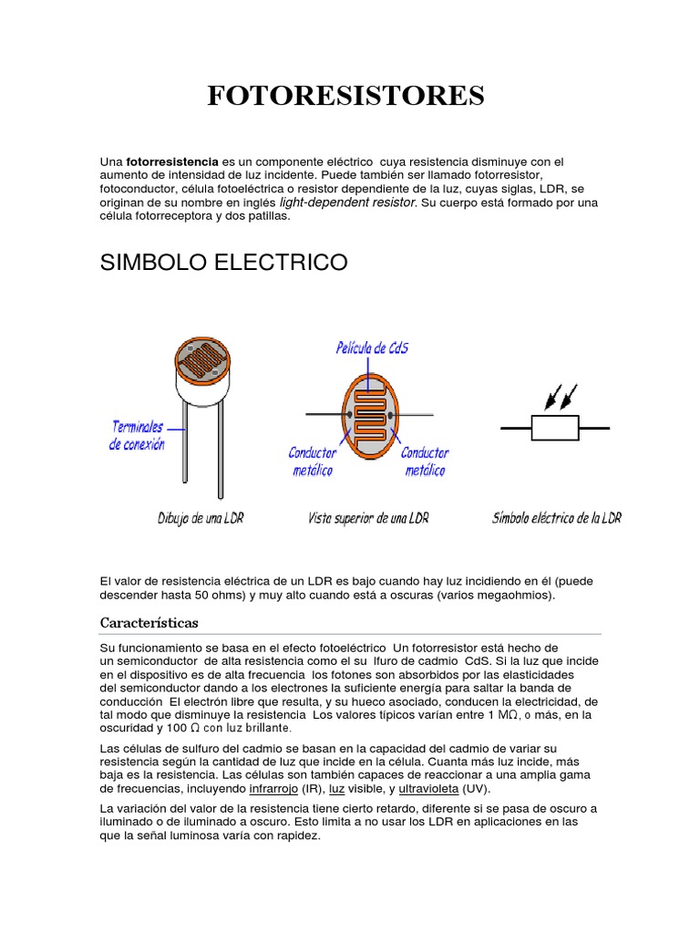 Fotoresistores | PDF | Electricidad | Ingenieria Eléctrica