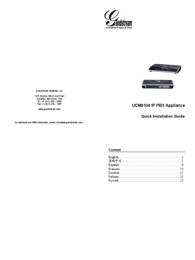UCM6104 IP PBX Quick Install Guide | PDF | Network Protocols | Computer ...