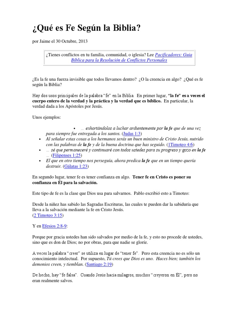 Qué Es Fe Según La Biblia | PDF | Fe | Cristo (título)
