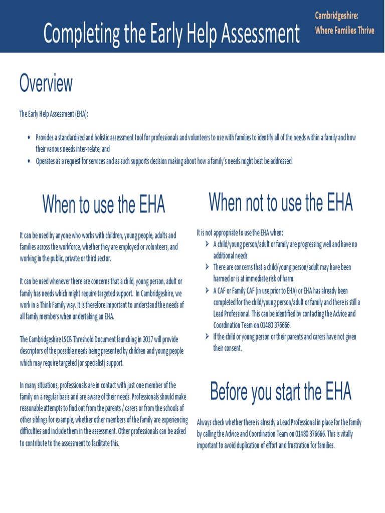 Early Help Assessment Factsheet | PDF | Family | Mental Health