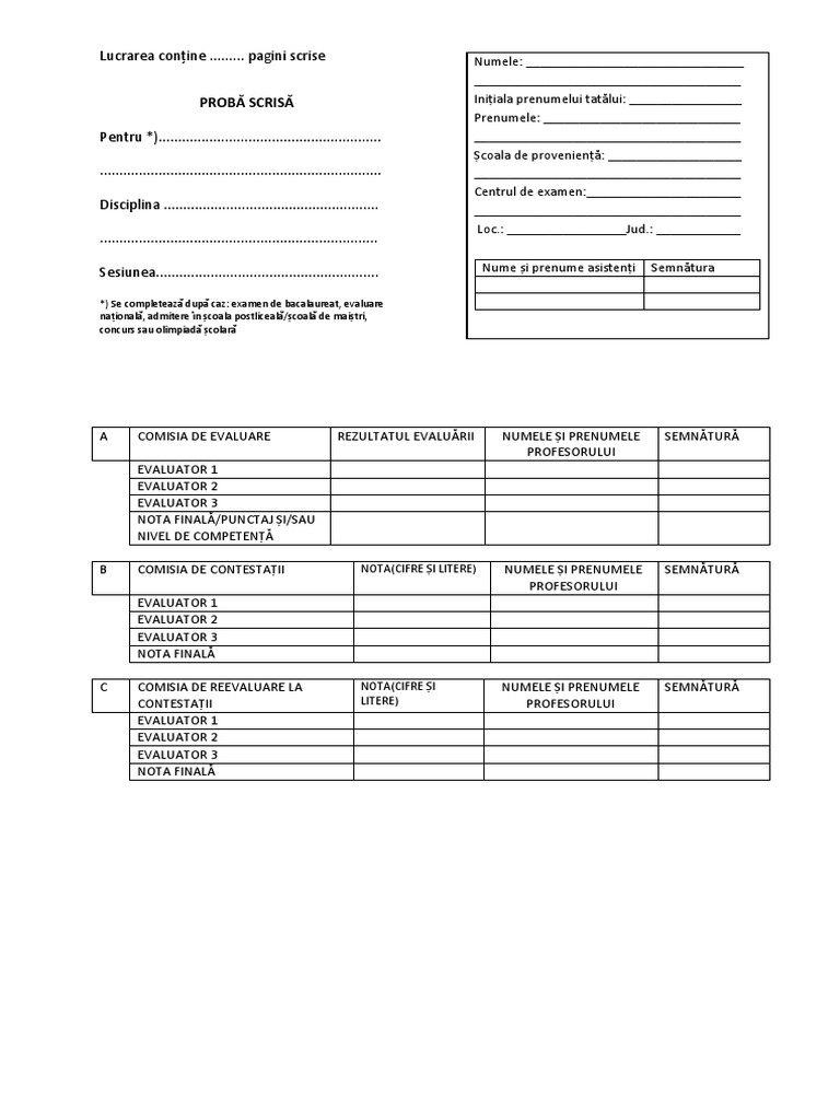 Model Foaie Bac | PDF