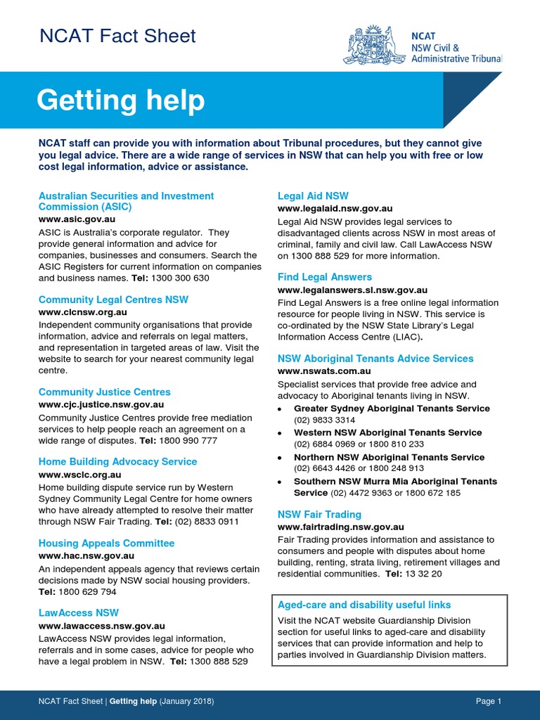Getting Help Fact Sheet | PDF | Legal Aid | Government