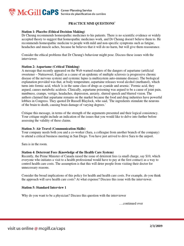 MMI Practice Questions | PDF | Circumcision | Health System