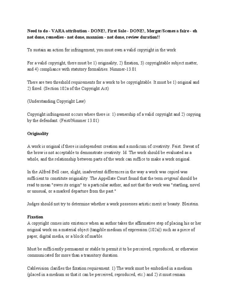 Copyright Outline | PDF | Copyright Law Of The United States | Fair Use