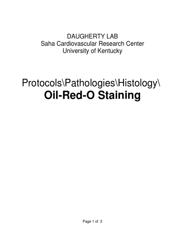 Oil Red O Staining | PDF
