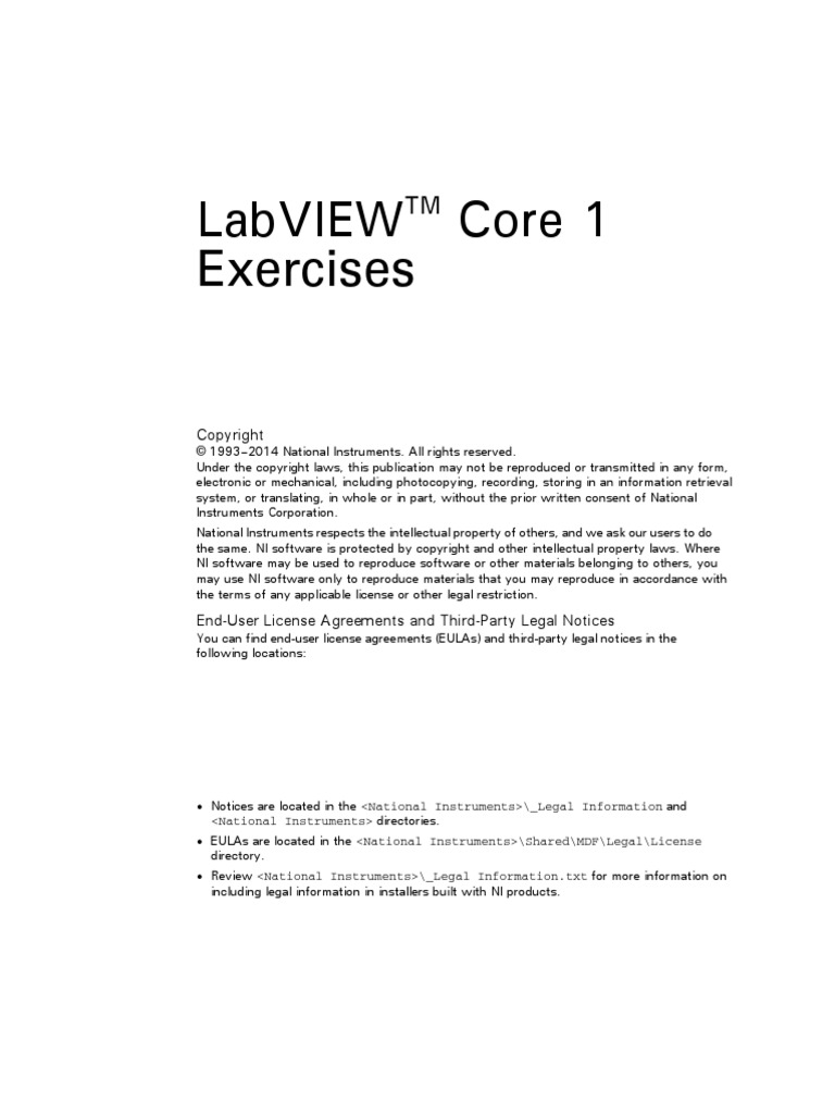LabVIEW Core 1 Exercise Guide | PDF | Computing | Computing And Information Technology