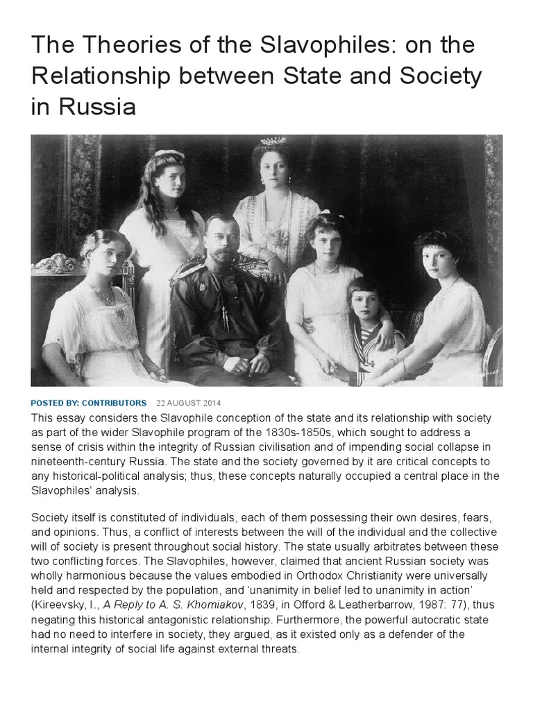 The Theories of The Slavophiles - On The Relationship Between State and ...