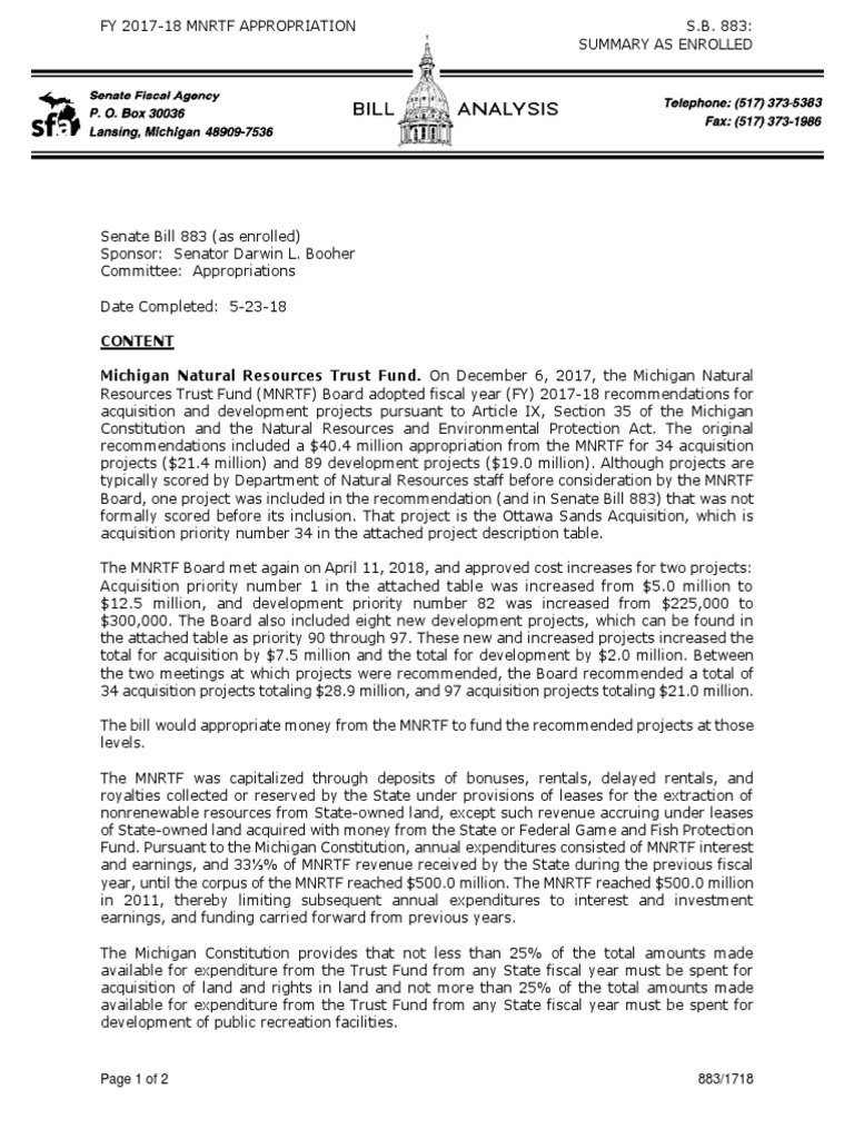 Michigan Natural Resources Trust Fund | PDF | Trail | Parks
