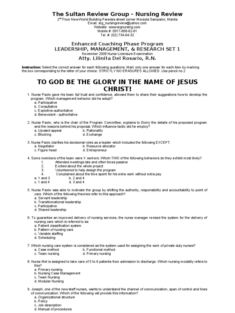 Leadership, Management, and Research Questions from the Sultan Review ...