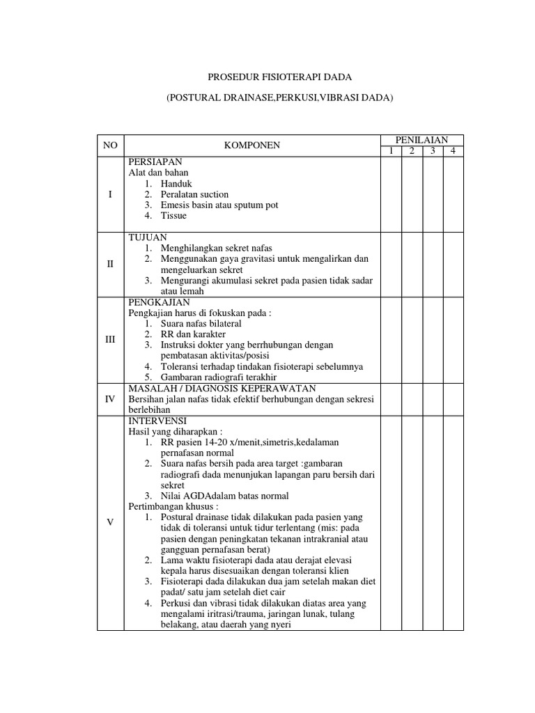 Prosedur Fisioterapi Dada Terperinci | PDF