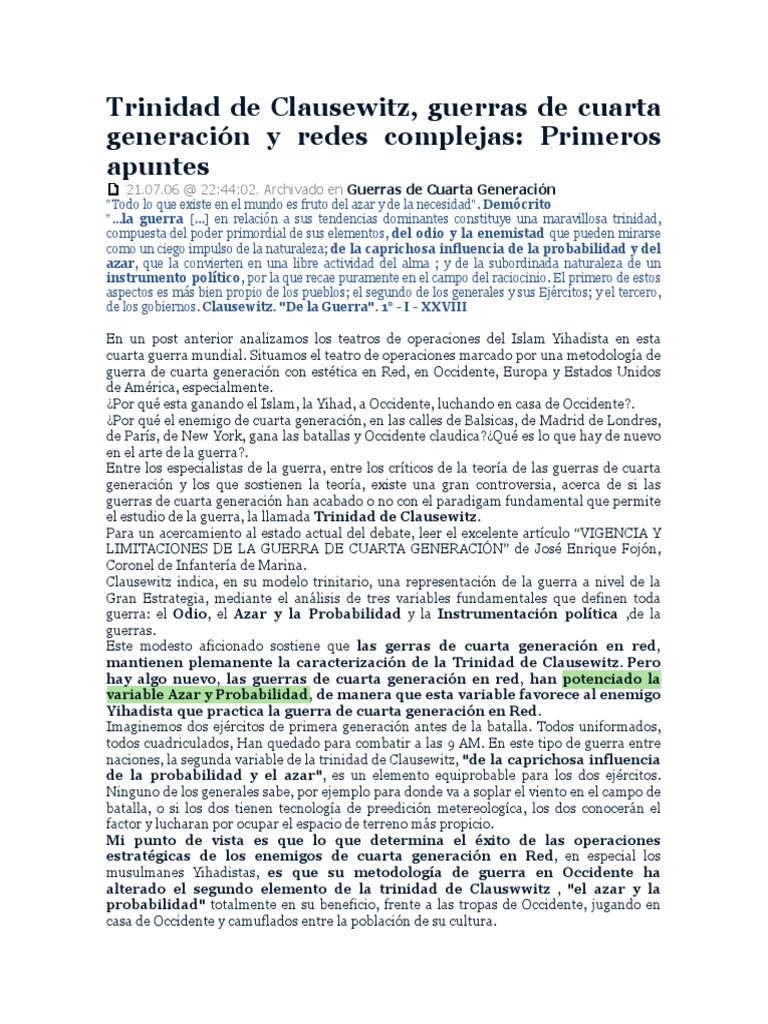 Trinidad de Clausewitz | PDF | Jihadismo | Carl Von Clausewitz