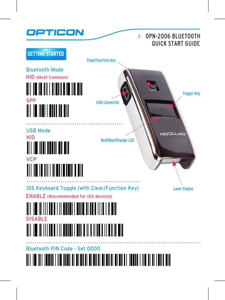 Opticon OPN-2006 Bluetooth QSG | PDF