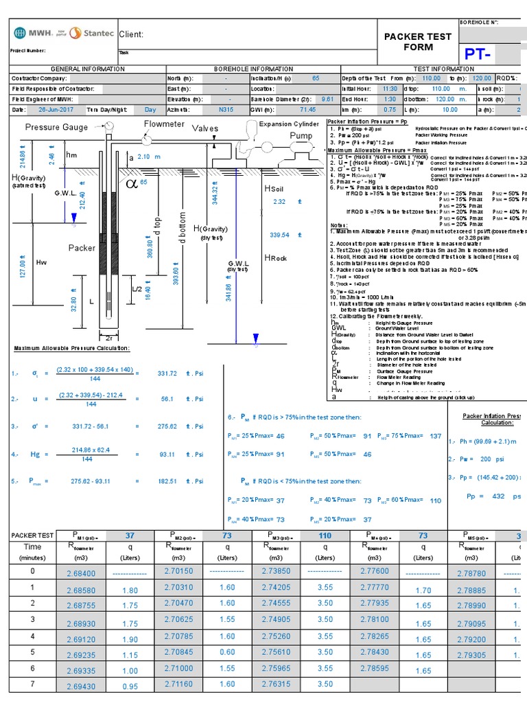 Packer Test Form Lumina Copper SAC: Client | Download Free PDF | Flow ...