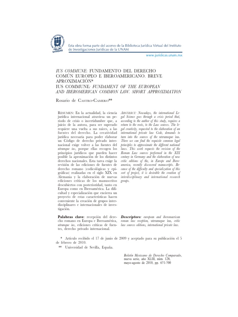 Ius Commune: Raíces del Derecho Común | PDF | Ley romana | Unión Europea