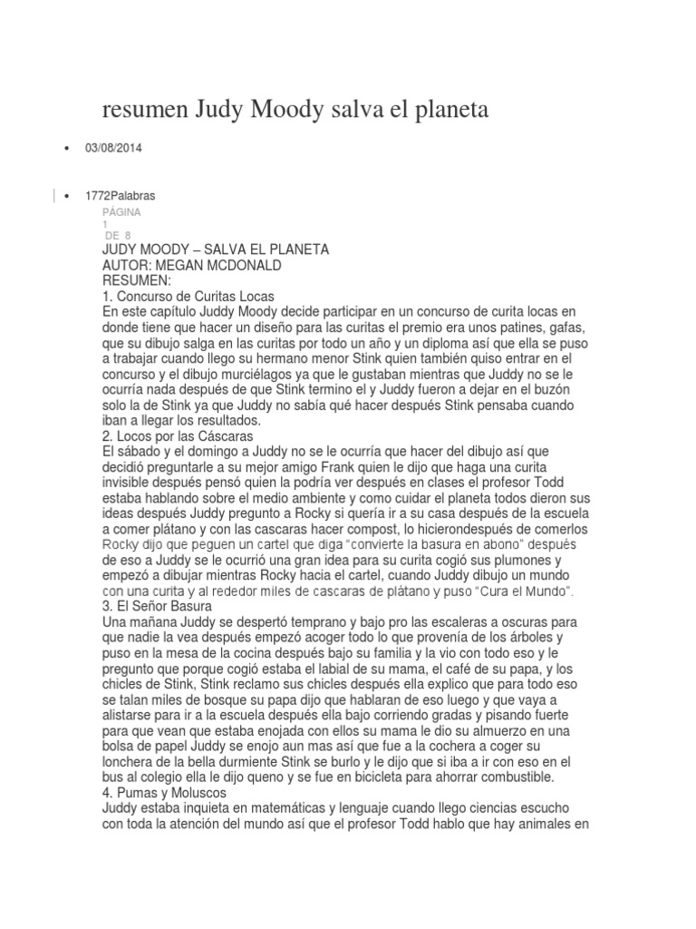 Resumen Judy Moody Salva El Planeta | PDF | Naturaleza