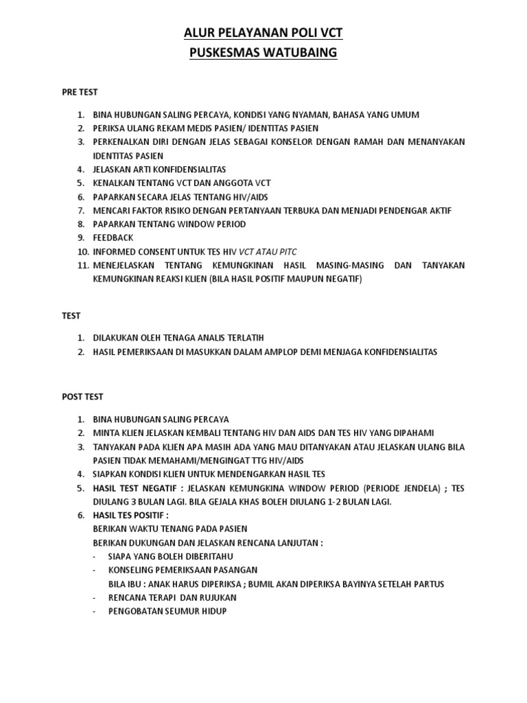 Alur Pelayanan Poli VCT | PDF