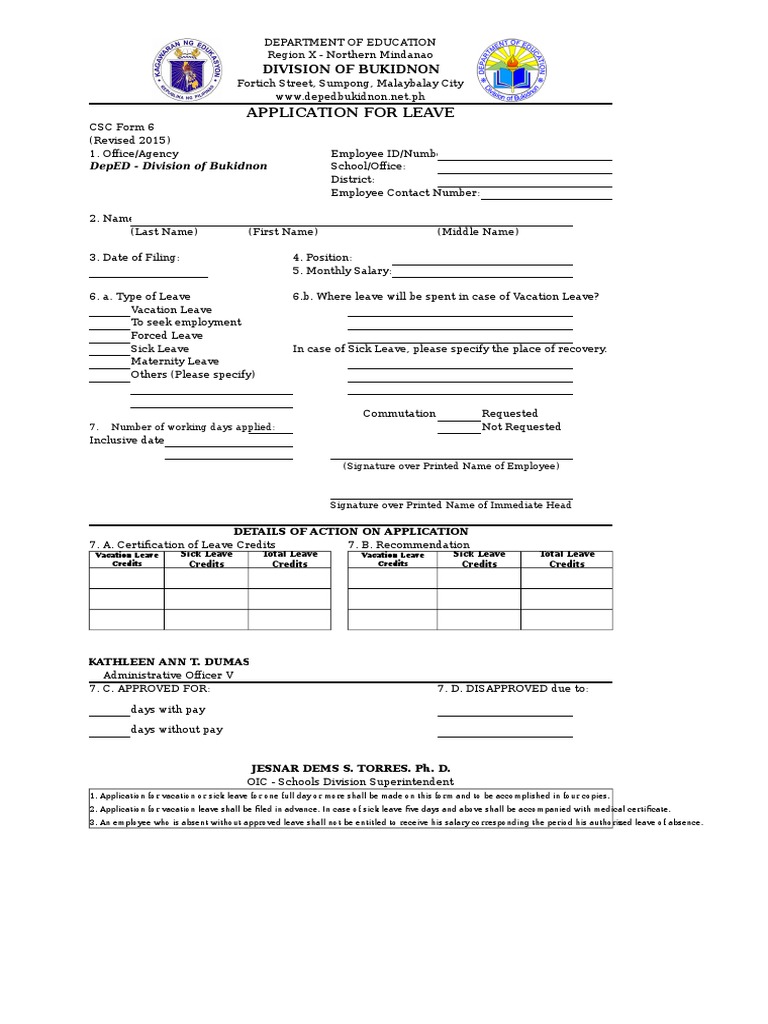 CSC Form 6 2017 | Download Free PDF | Sick Leave | Government