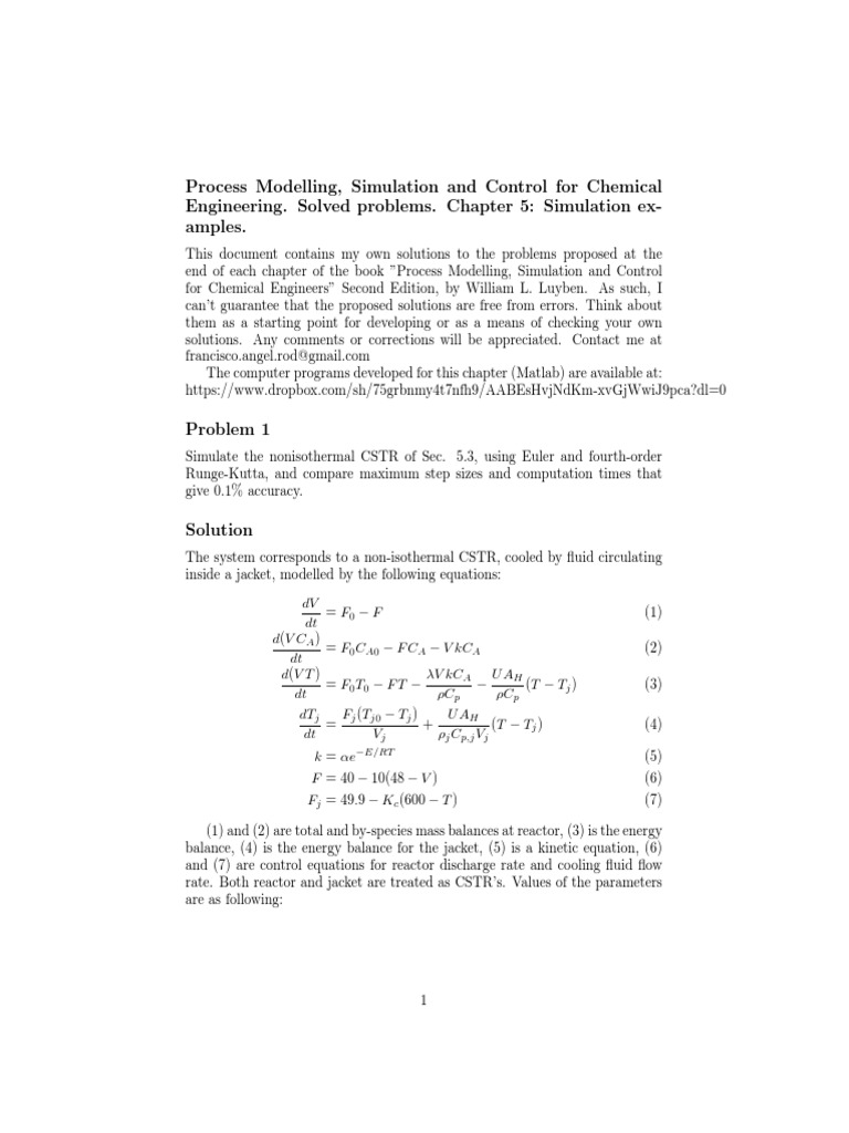 Process Modelling Simulation And Control For Chemical Engineering