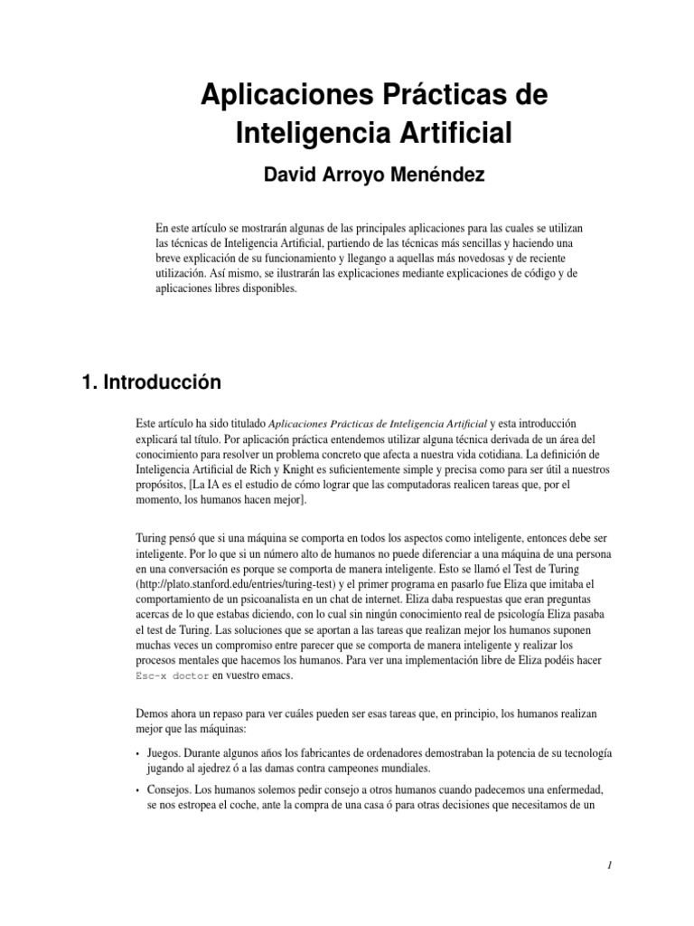 Aplicaciones de Inteligencia Artificial | PDF | Inteligencia artificial ...