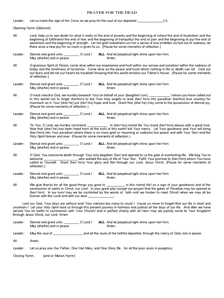 Prayer For The Dead | PDF | Eternal Life (Christianity) | Systematic ...