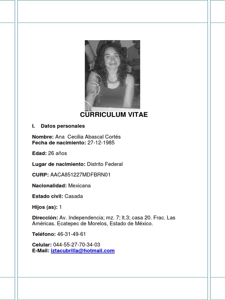 Curriculum Vitae Ana | PDF | Ciudad de México | Nueva españa