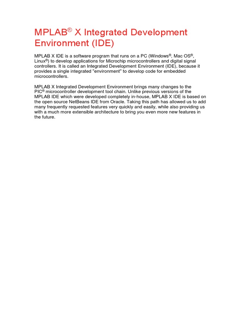 Mplab X Integrated Development Environment (IDE) | PDF