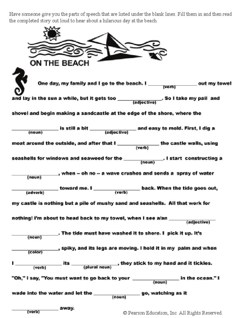 Fill-in-the-Blank Beach Story Activity | PDF | Language Arts & Discipline