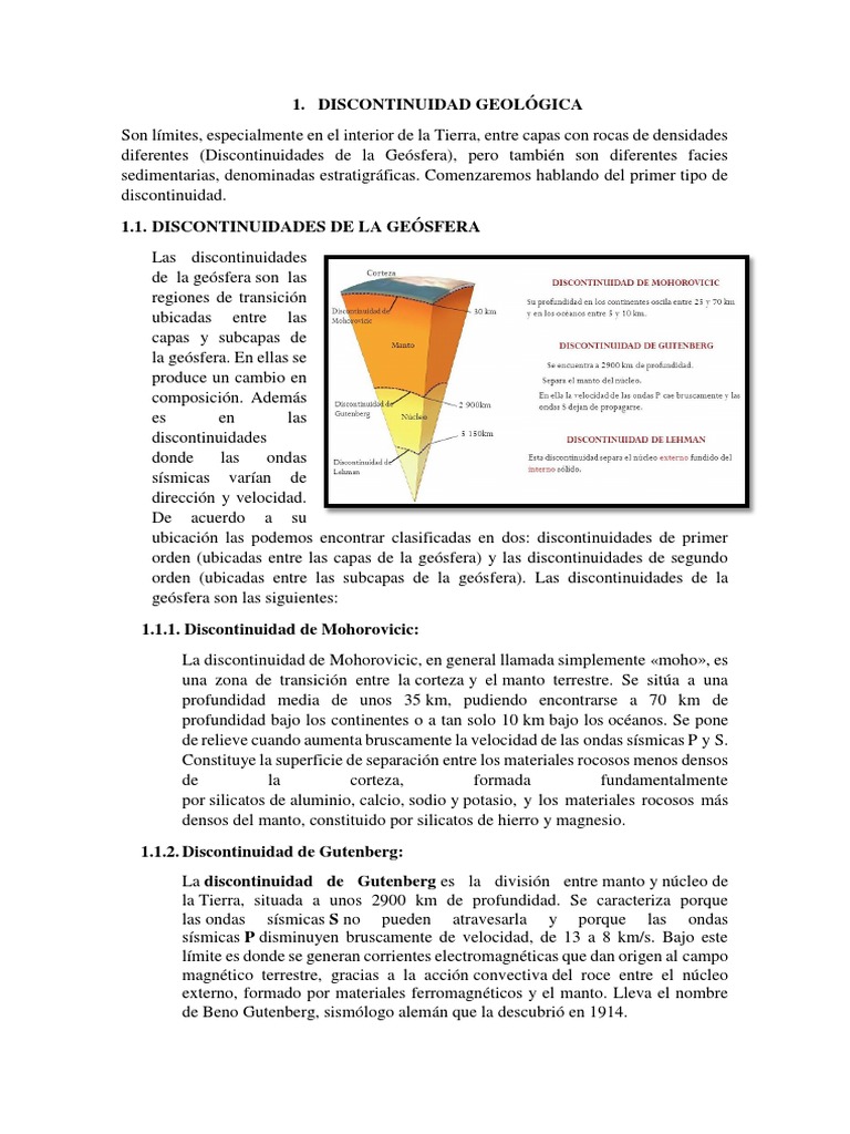 Discontinuidades de La Geósfera | PDF | Estructura de la tierra | Manto ...